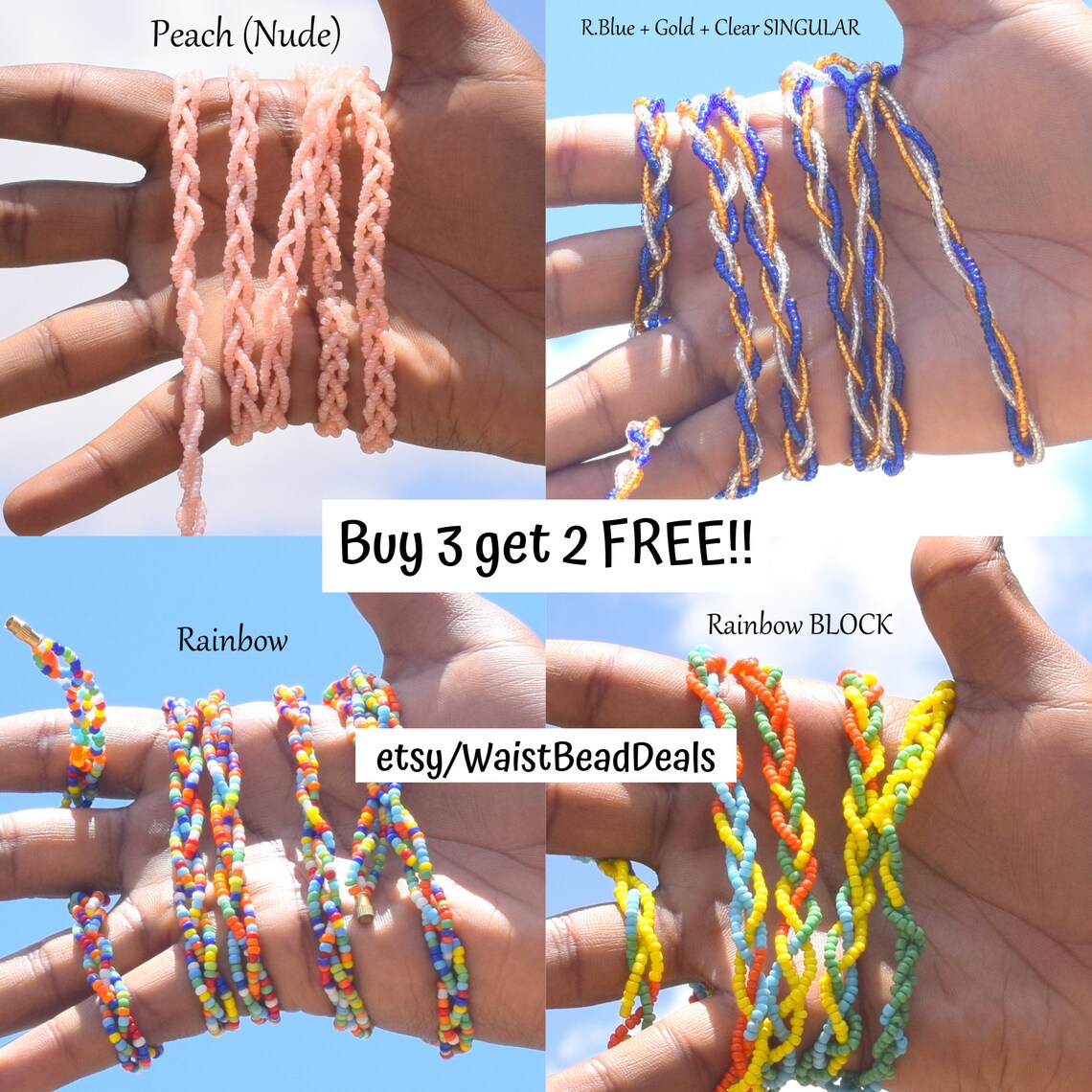 Custom Waist Beads 3 in 1 Waist Beads Braided Waist Beads - Etsy