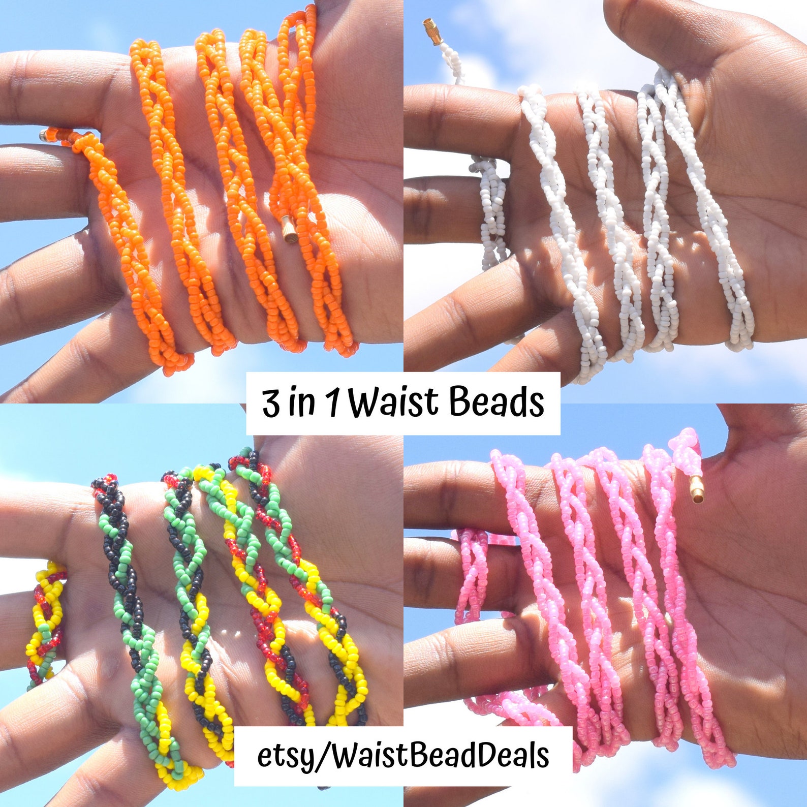 Custom Waist Beads 3 in 1 Waist Beads Braided Waist Beads - Etsy