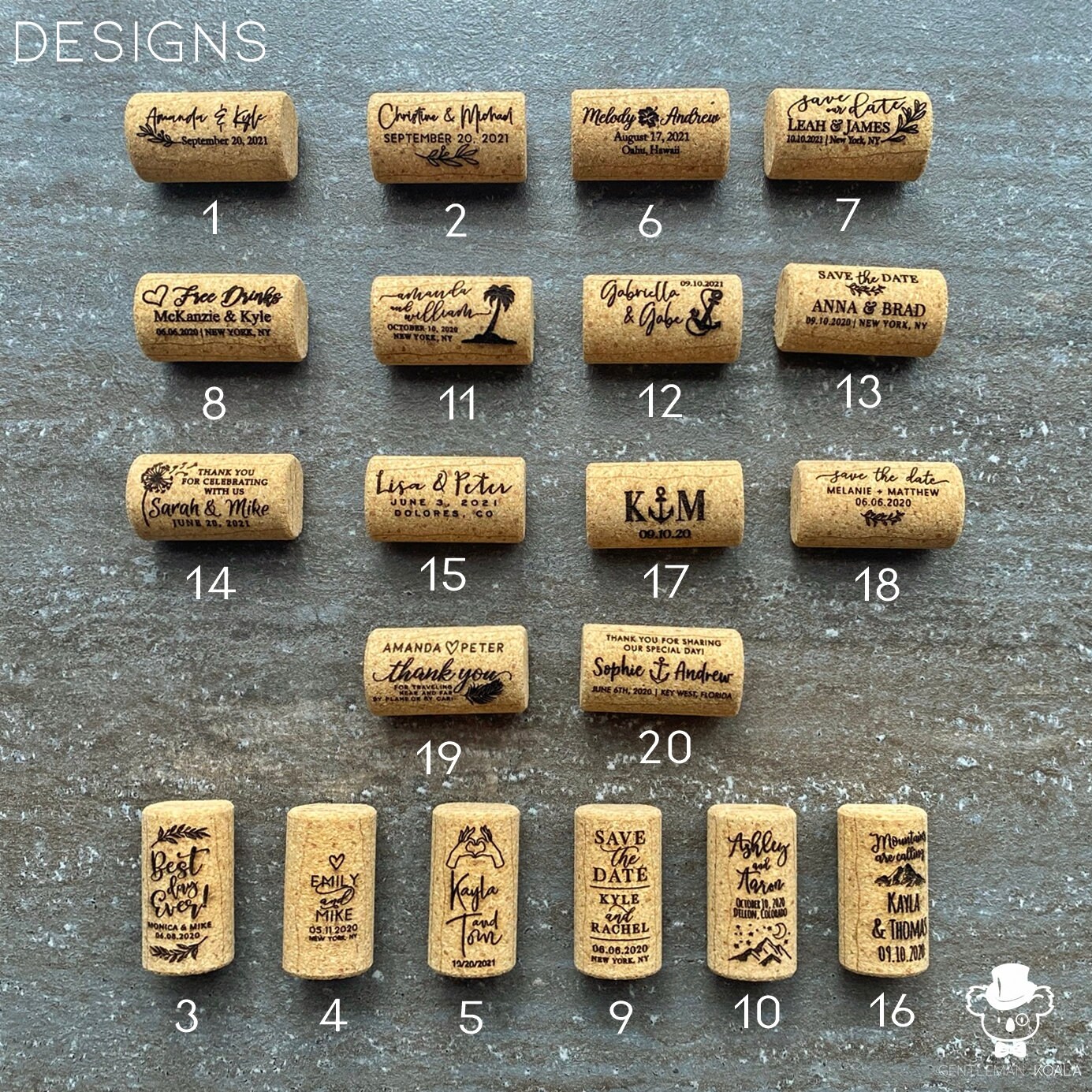 Cork Wedding Favors Custom Engraved Wine Cork Bottle | Etsy