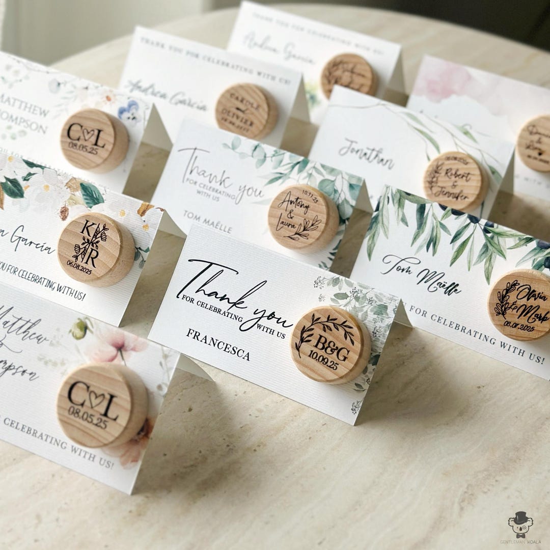 Cork Place Cards With Bottle Stopper Wedding Favors - Personalized Wine ...