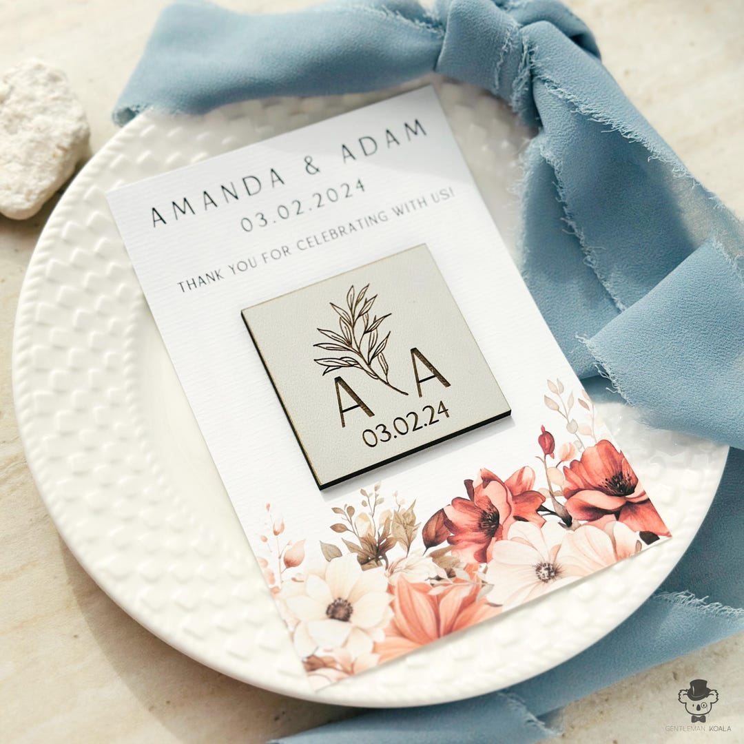 Personalized Wedding Keepsake - Save the Date Magnet With Terracotta ...