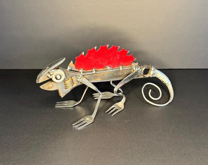 Lizard Silveware Sculpture Vintage Silverplated Metal Silverware Animal ...