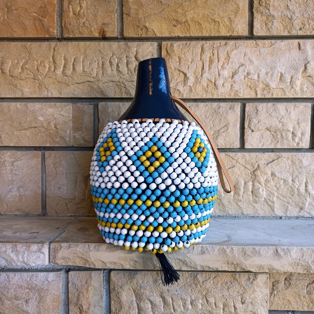 Blue White Sekere, Agbe Instrument, Latin Percussion, Musician Gifts ...