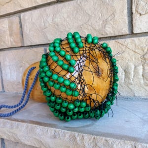 Green Beaded Gourd Shekere Instrument, Latin Agbe Instrument, Rhythm ...