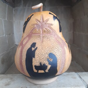 Hand Painted Nativity Gourd Lamp: Christmas Decoration - Etsy