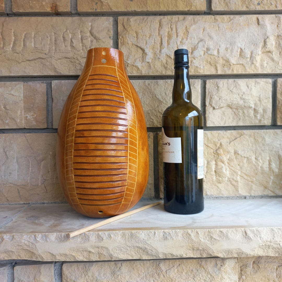 Handmade Gourd Güiro - 12 Inch Traditional Latin Percussion Instrument ...