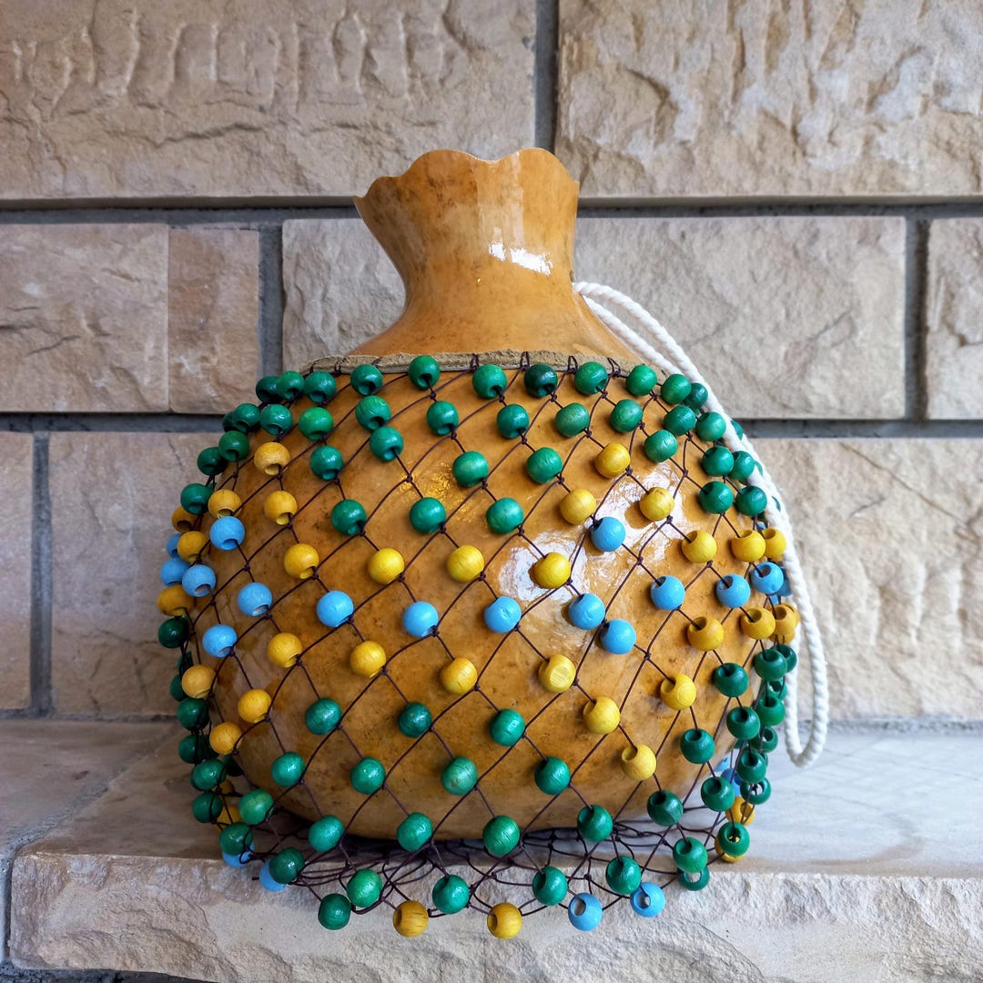 Beaded Gourd Shekere: Latin Percussion Rhythm Instrument - Etsy