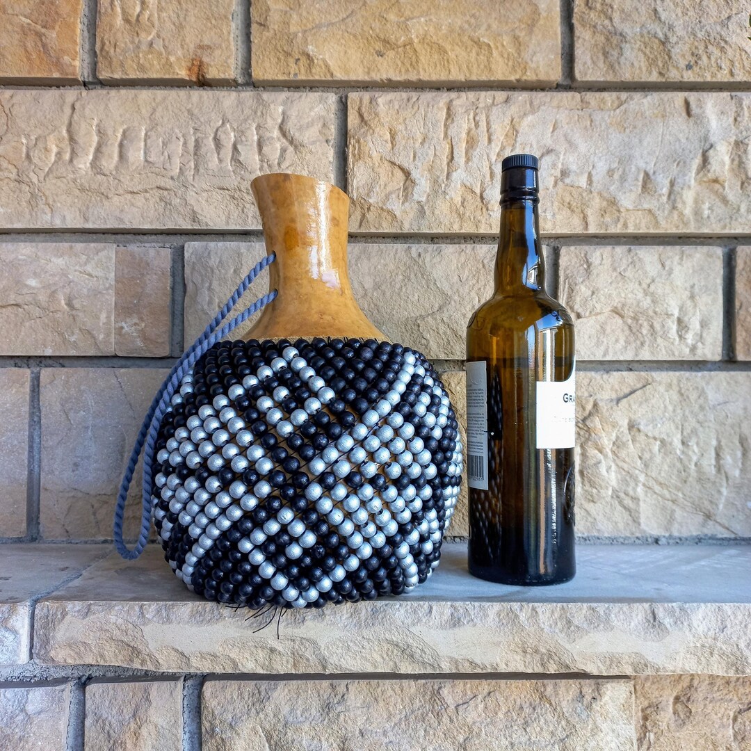 Black and Silver Color Beaded Gourd Shekere Instrument, Latin ...