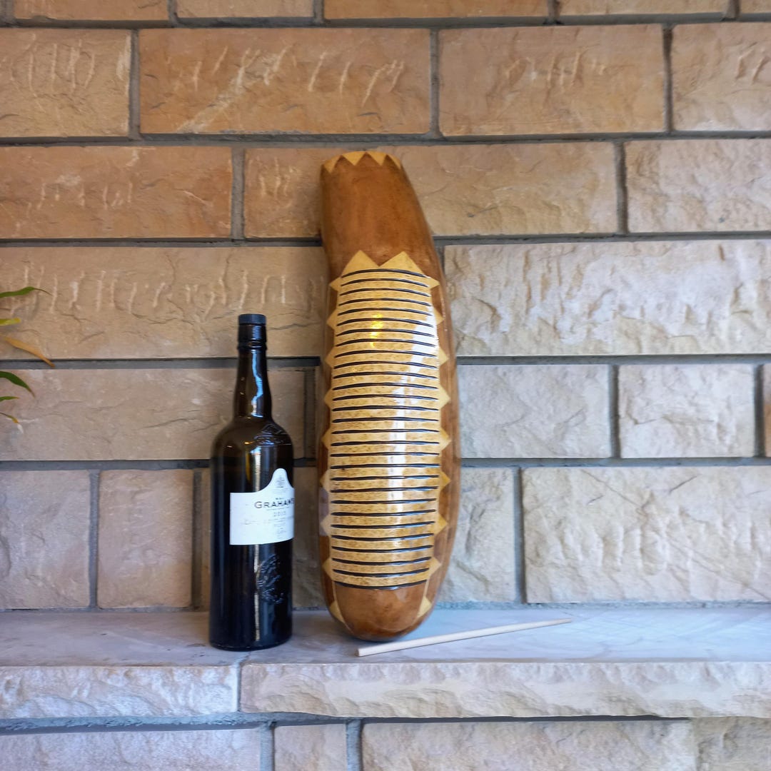 Large Gourd Güiro - 19 Inch, Hand-carved Percussion Instrument With ...