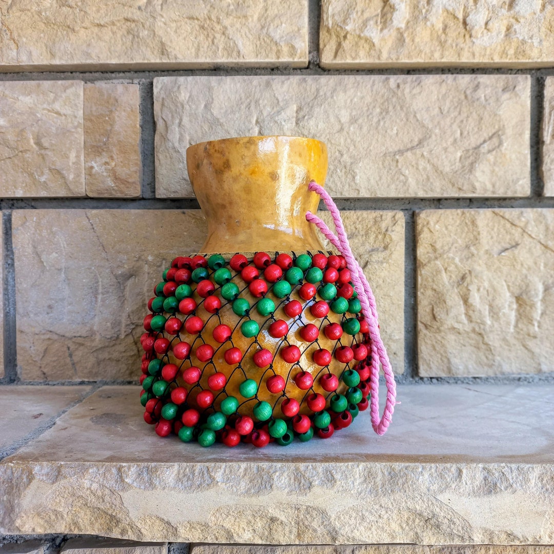 Red Beaded Gourd Shekere, Rhythym Music Instrument, Latin Percussion ...