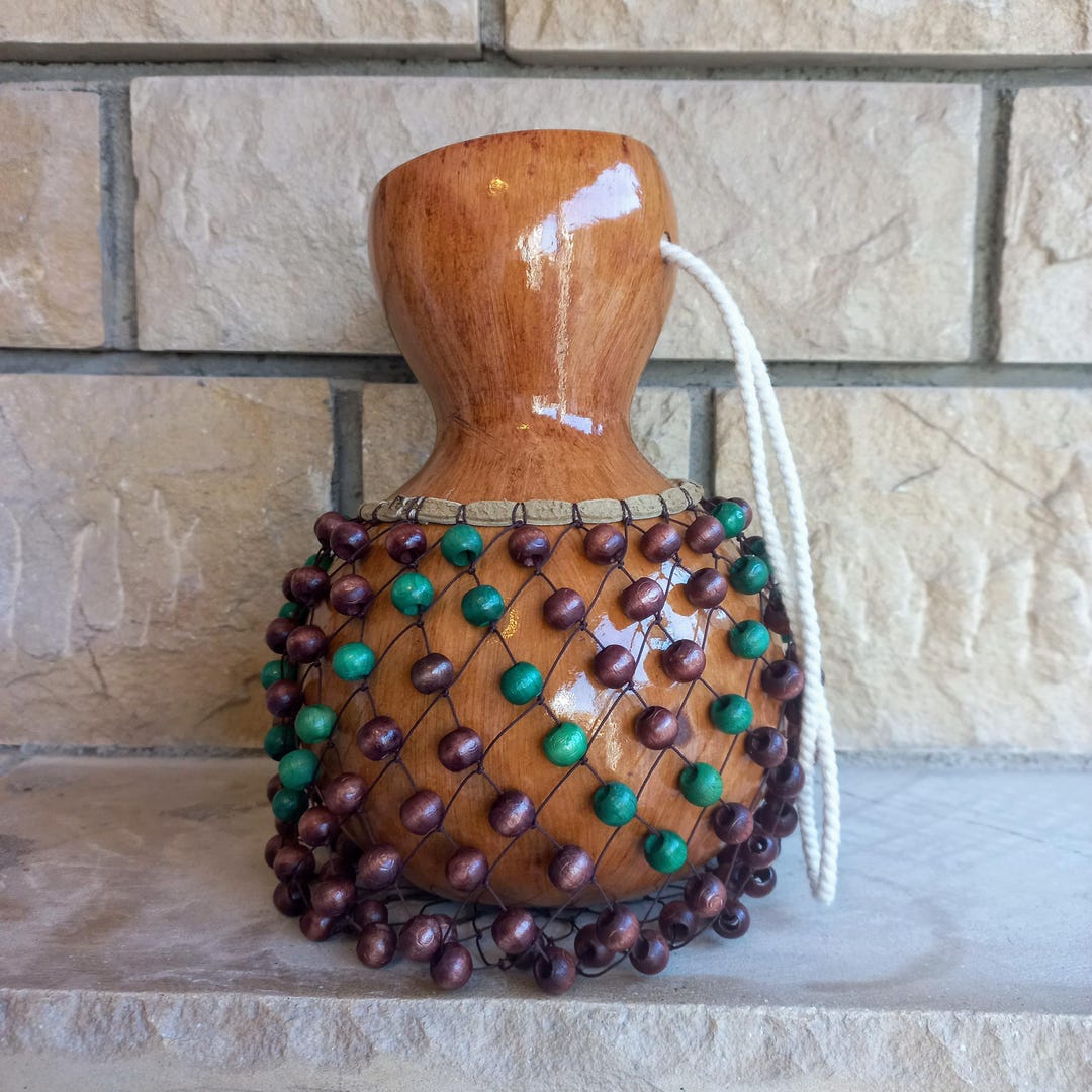Brown Beaded Gourd Rattle, Rhythym Music Instrument, Latin Percussion ...