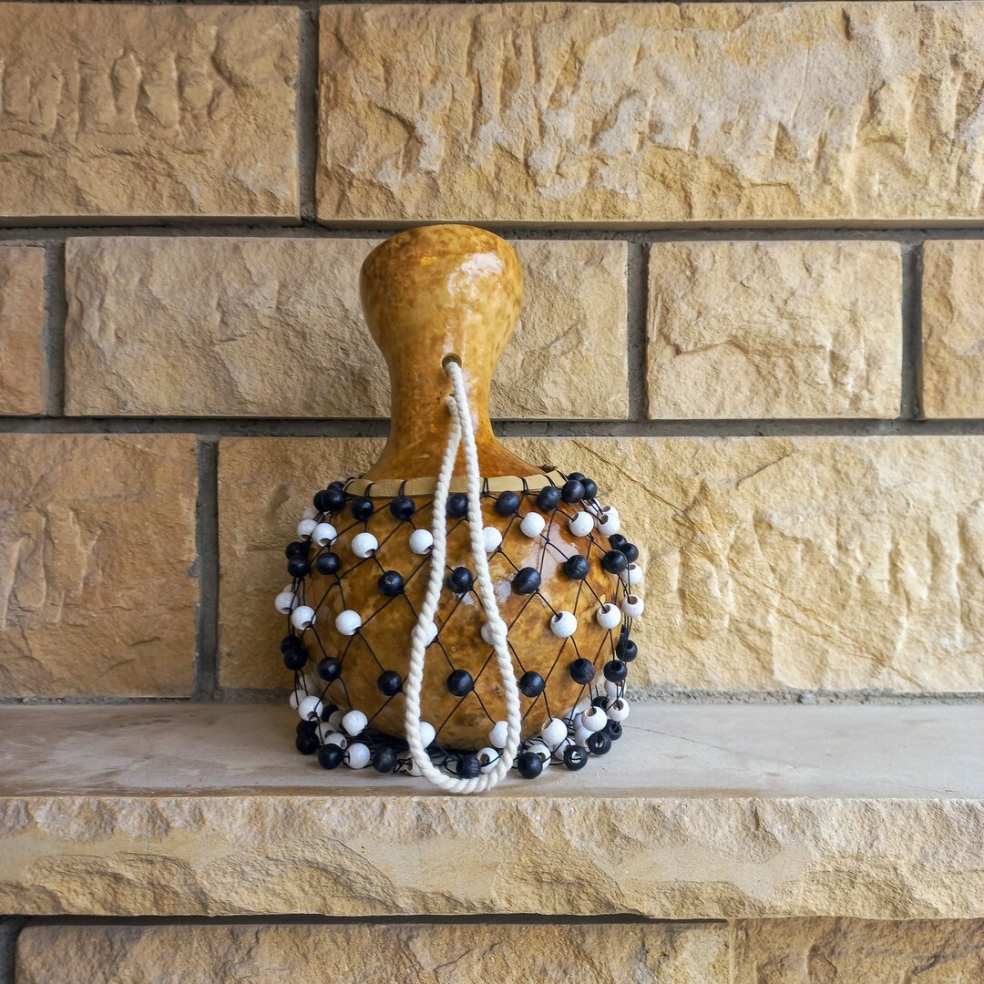 White and Black Beaded Music Instrument, African Drumming, Beaded ...