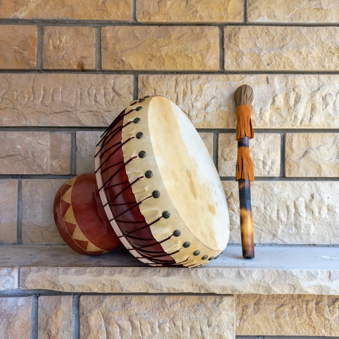 Big Size Gourd Drum, Goat Skin Drum, Shaman Drumming, Unique Percussion ...