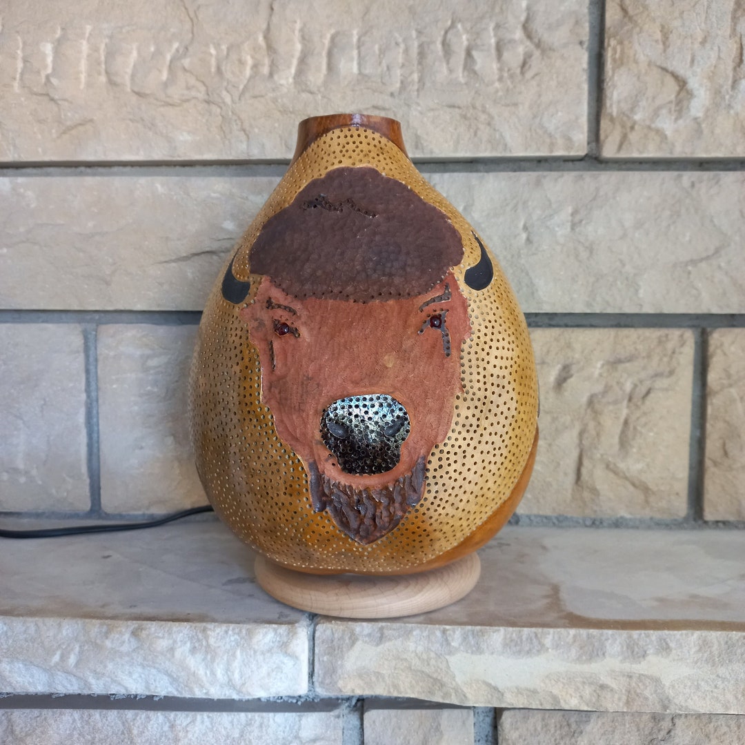 Buffalo Head Lamp, Collectible Bison Head Design Lamp, Rustic Buffalo ...