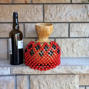Red & Black Beaded Gourd Shekere: African Rhythm Instrument - Etsy
