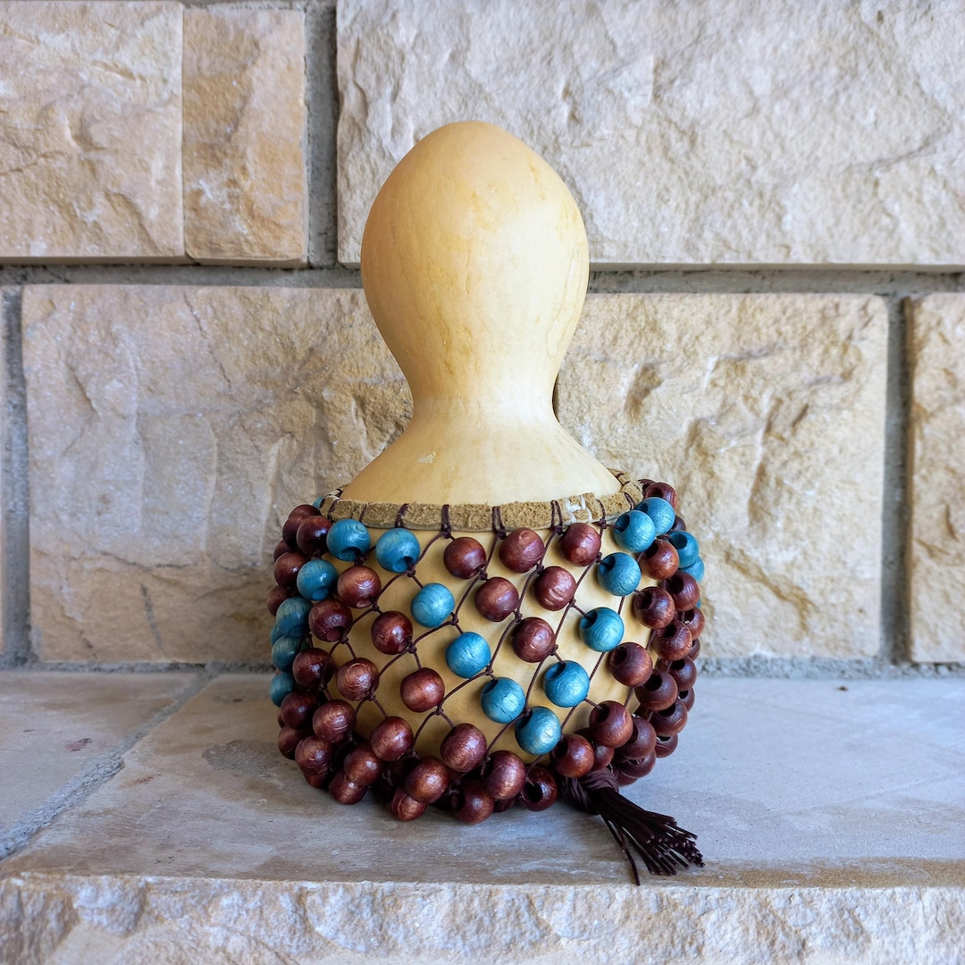 Beaded Gourd Shekere: African Rhythm Instrument, Musician Gift (8 ...