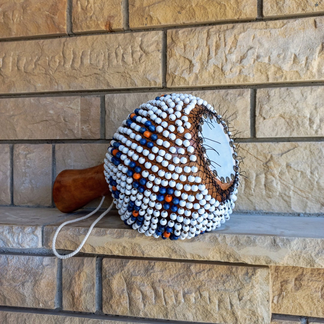 Both Shekere and Drum, Flower Beaded Instrument, Rhythm Instrument ...