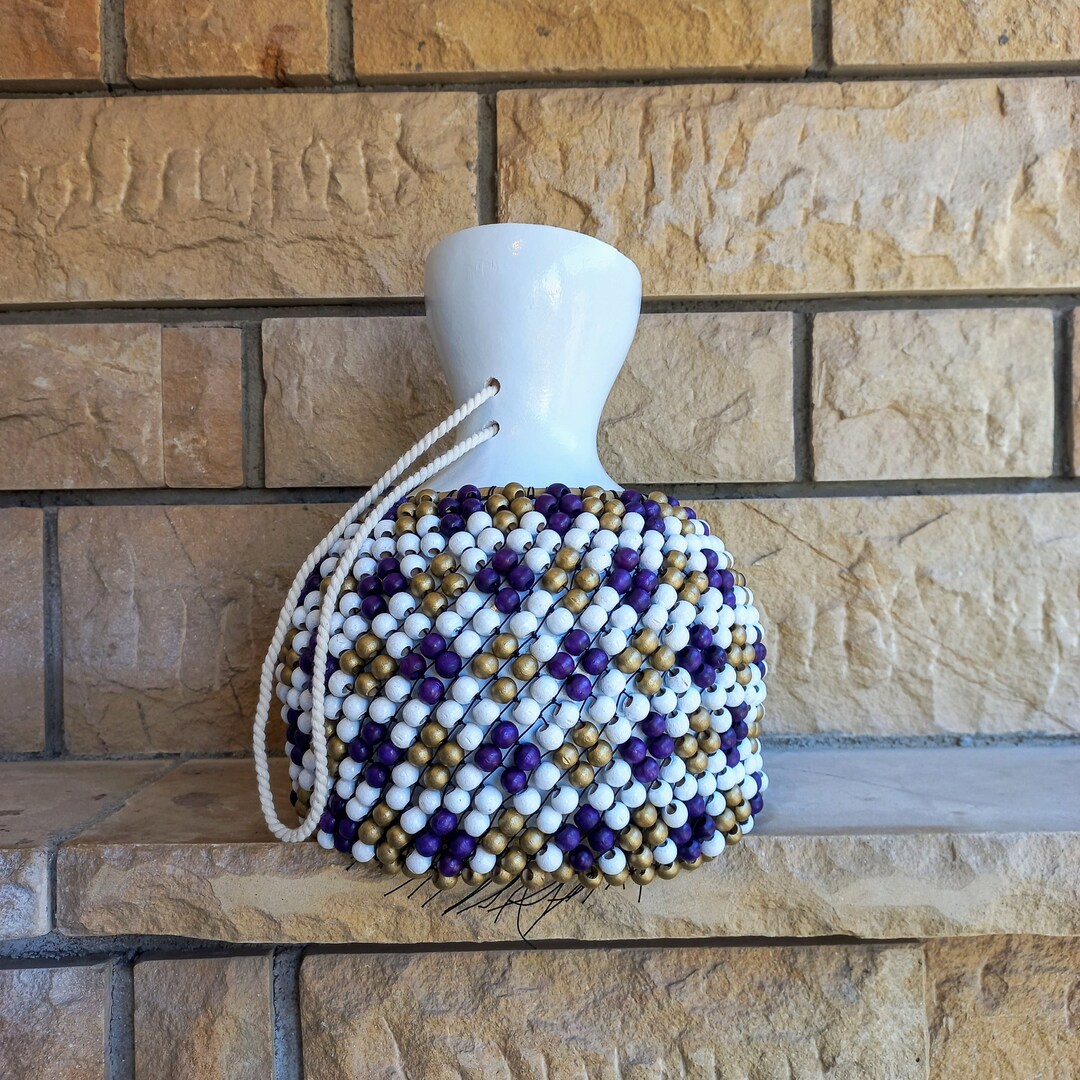 Purple Gold White Beaded Gourd Shekere Instrument, Rhythm Instrument ...