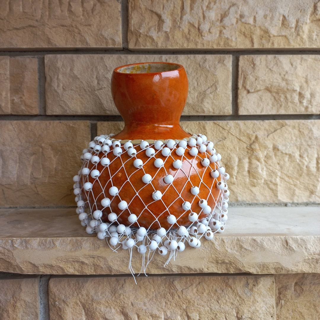 White Beaded Gourd Rattle, Rhythym Music Instrument, Latin Percussion ...