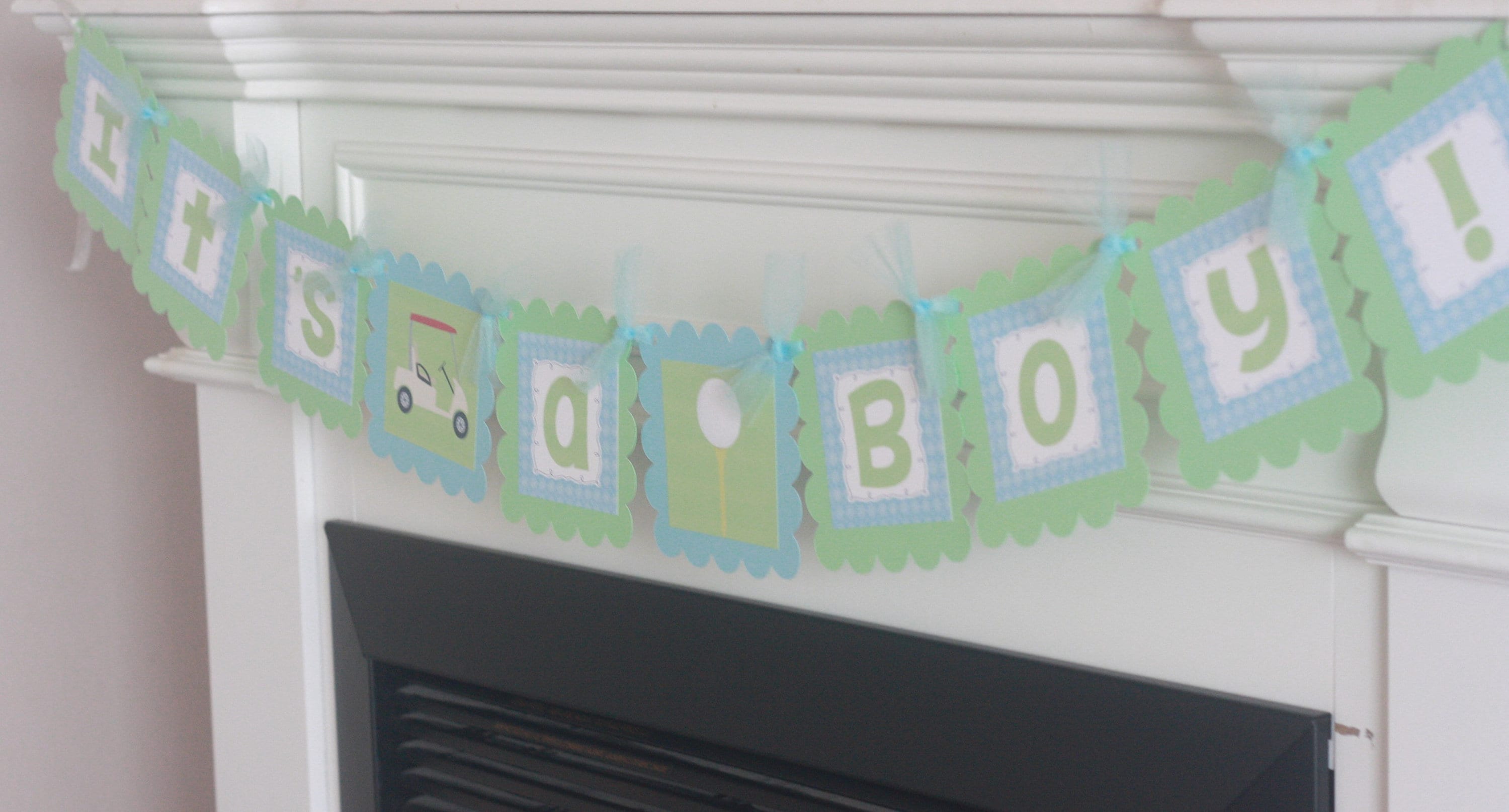 Golf Golfer Preppy Argyle Chevron Stripe Sports Baby Shower Banner Sign ...