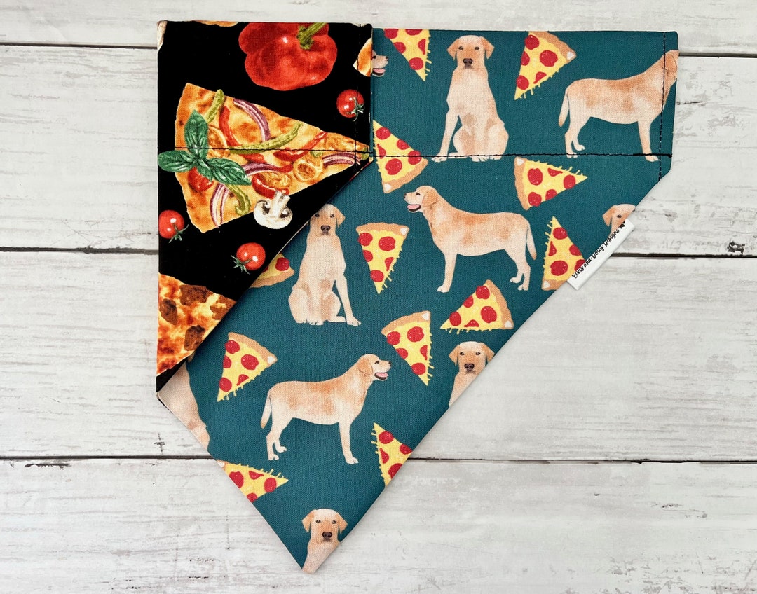 Pizza Dog Bandana, Labrador Retriever Dog Bandana, Over the Collar ...