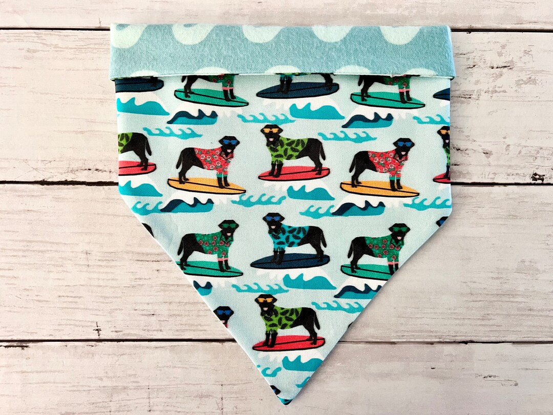 Black Lab Summer Bandana, Beach Dog Bandana, Waves Dog Bandana, Surfing ...