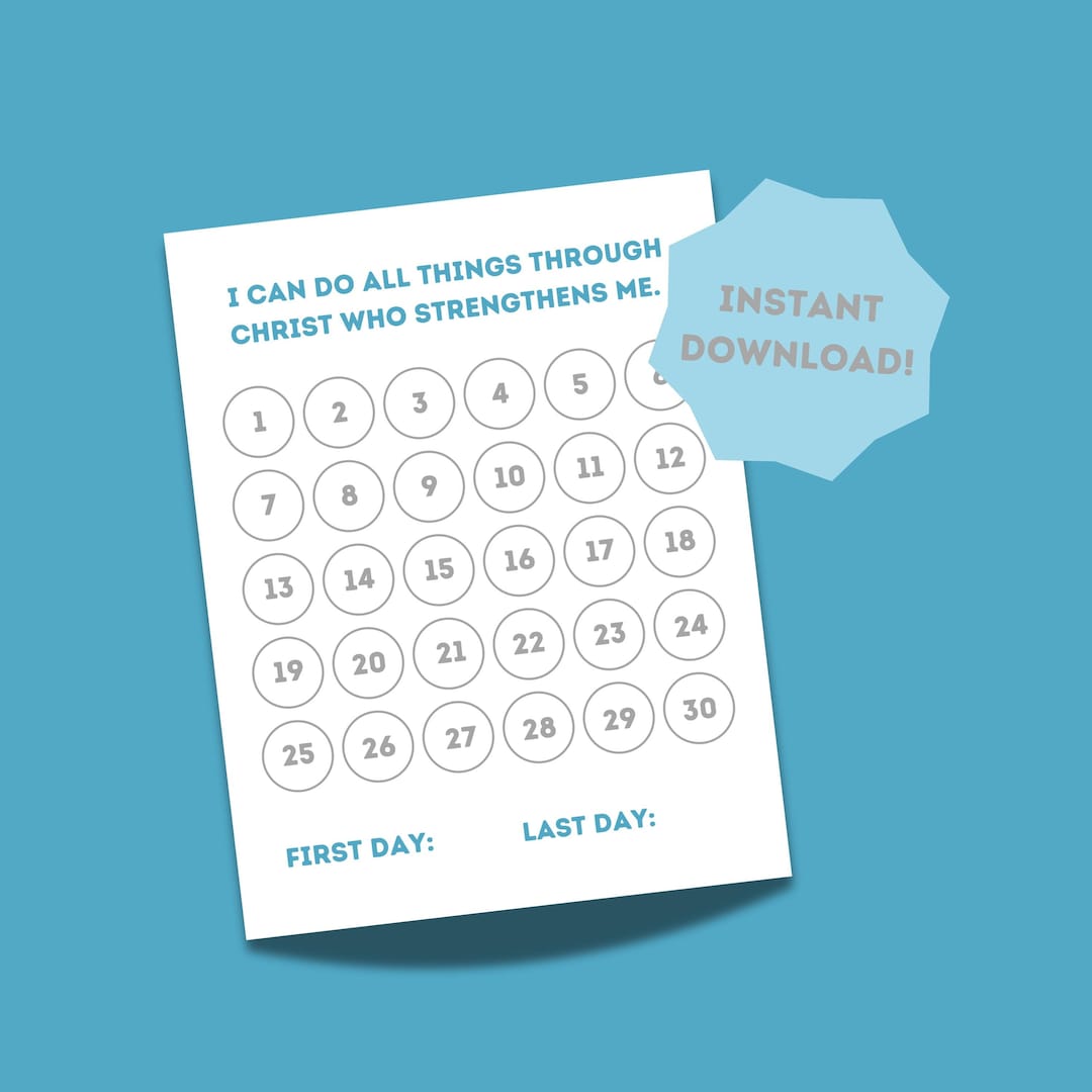 30 Day Goal and Habit Tracker With Bible Verse PNG | Christian Digital ...