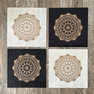DODEKAGON Sacred Geometry Linoprint Gold/black - Etsy