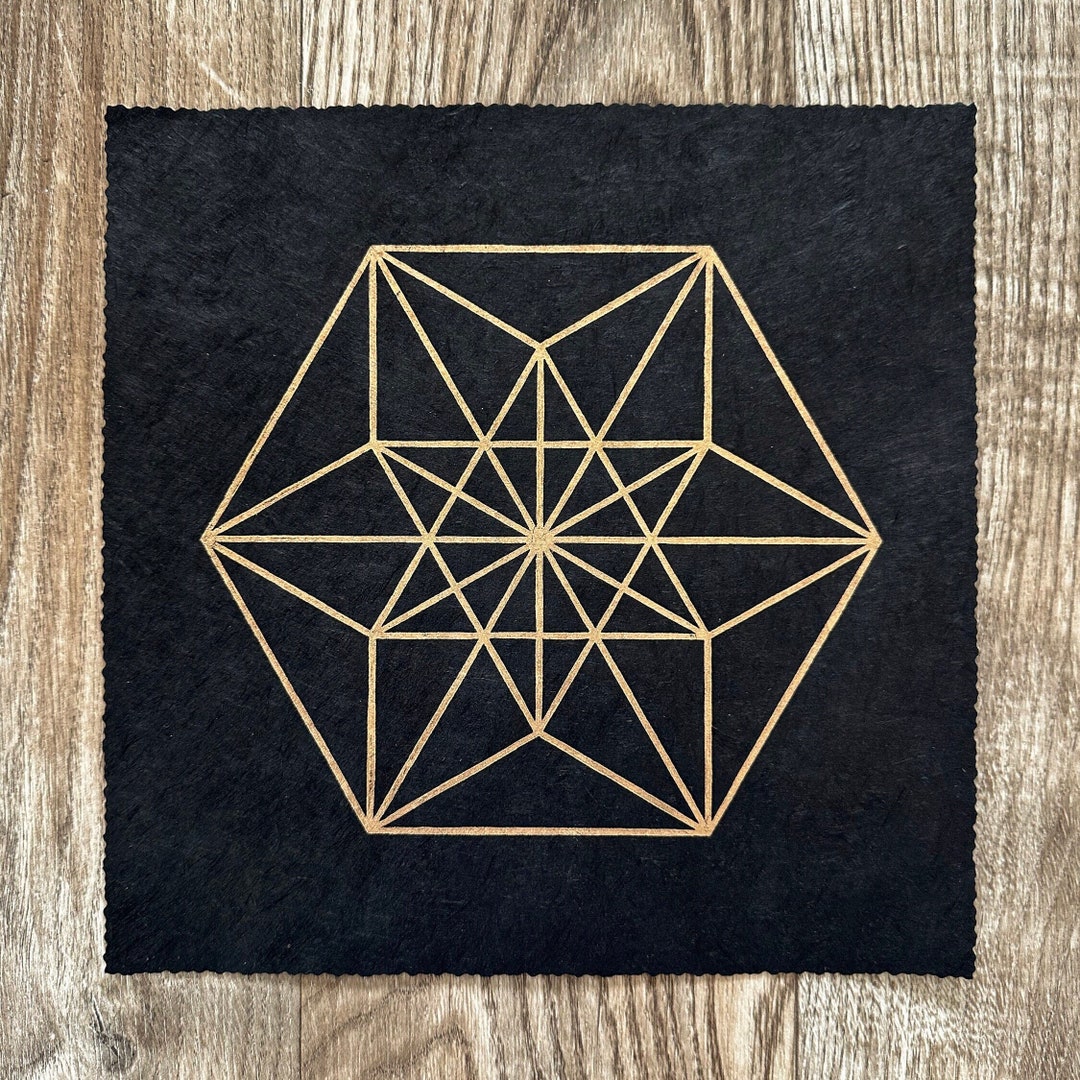 VECTOR EQUILIBRIUM 22 X 22 Cm Sacred Geometry Linocut Gold/black - Etsy
