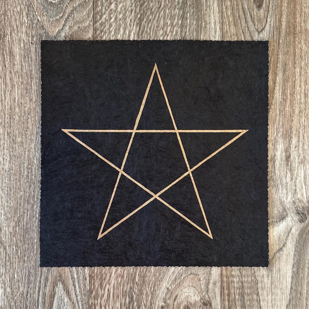 PENTAGRAM {5/2} – 22 X 22 Cm – Sacred Geometry Star Linocut – Gold ...