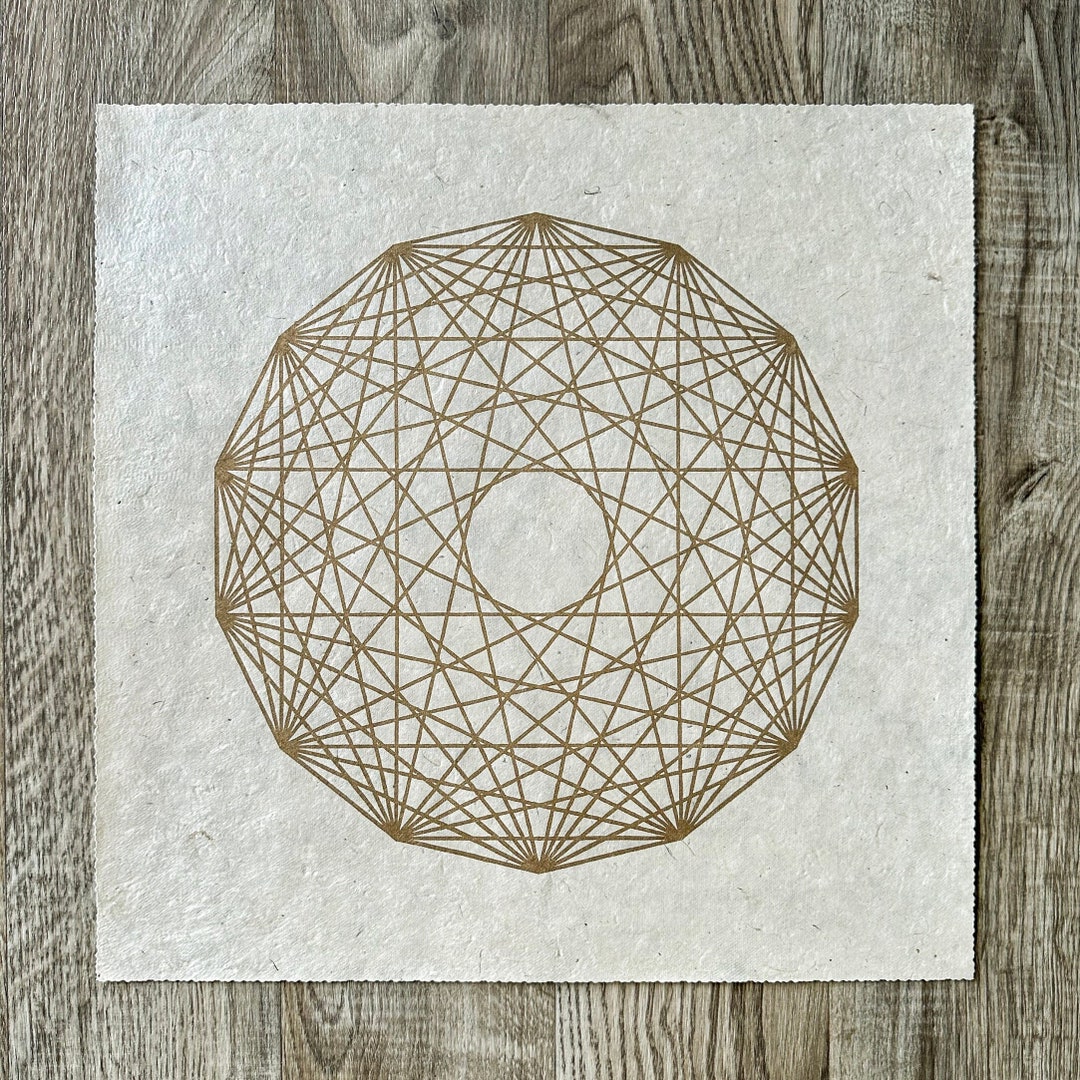 7-ORTHOPLEX HEPTACROSS – 40 × 40 Cm – Sacred Geometry Linocut Print ...