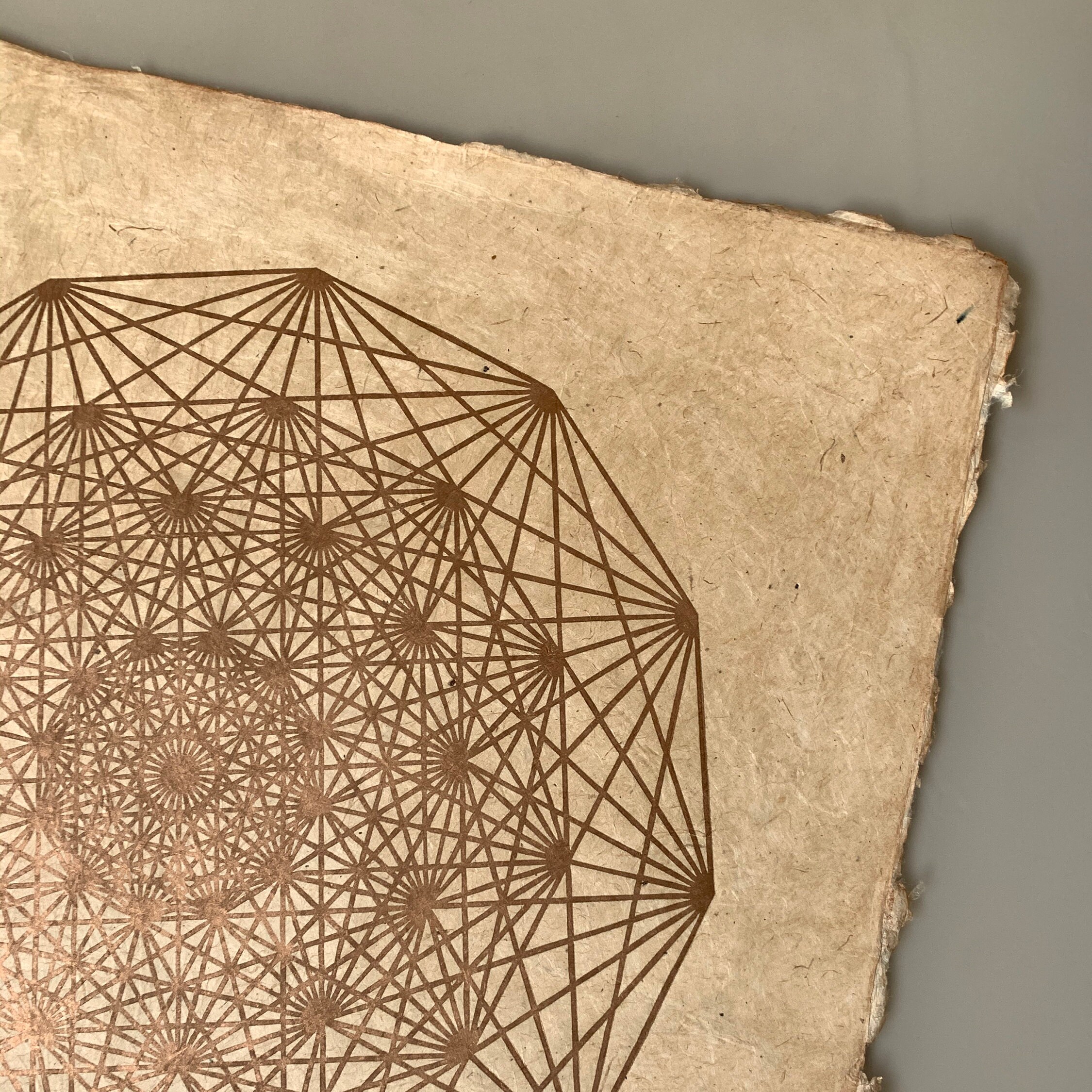 DEMIHEPTERAKT Sacred Geometry Linoleum Printing Copper/Nature sold by ...