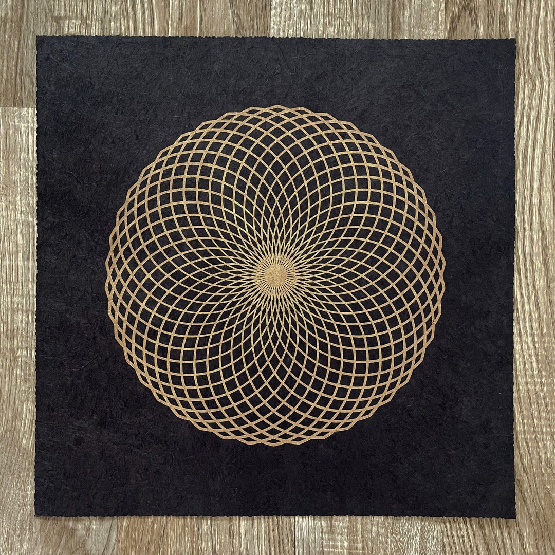 LOTUS OF LIFE 40 40 Cm Sacred Geometry Torus Linocut Gold/black - Etsy