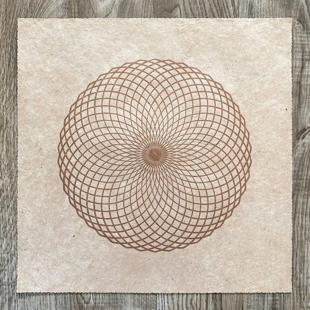 LOTUS OF LIFE 40 40 Cm Sacred Geometry Torus Linoprint Copper/rosewood ...