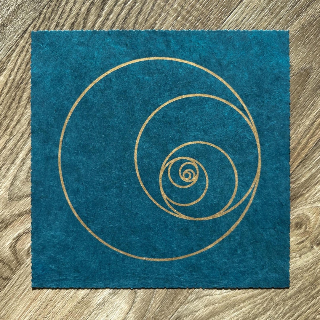 FIBONACCI CIRCLES – 22 × 22 Cm – Sacred Geometry Golden Ratio Linocut ...