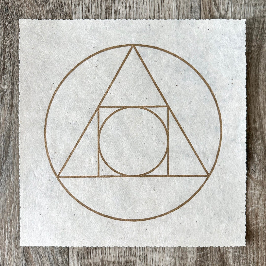PHILOSOPHER'S STONE – 22 X 22 Cm – Sacred Geometry Linocut Print – Gold ...