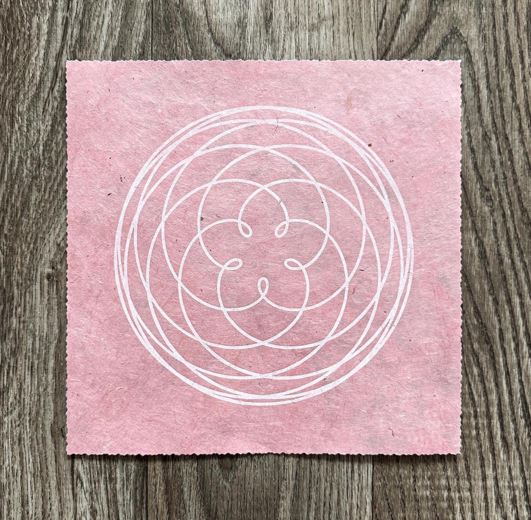 ROSE OF VENUS – 22 X 22 Cm – Sacred Geometry Linocut Print – White on ...