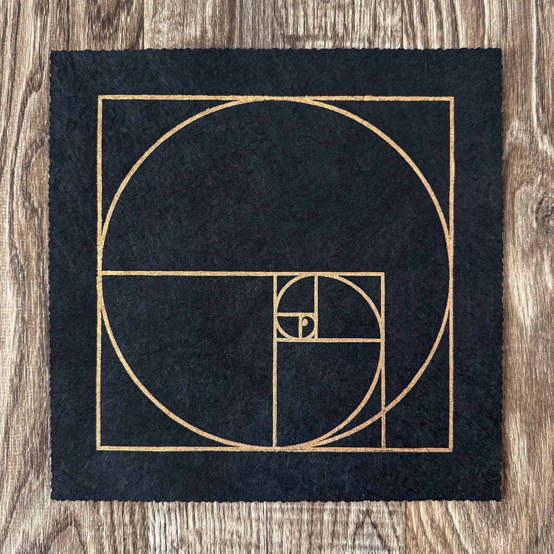 FIBONACCI SEQUENCE Sacred Geometry Linocut Gold/black - Etsy