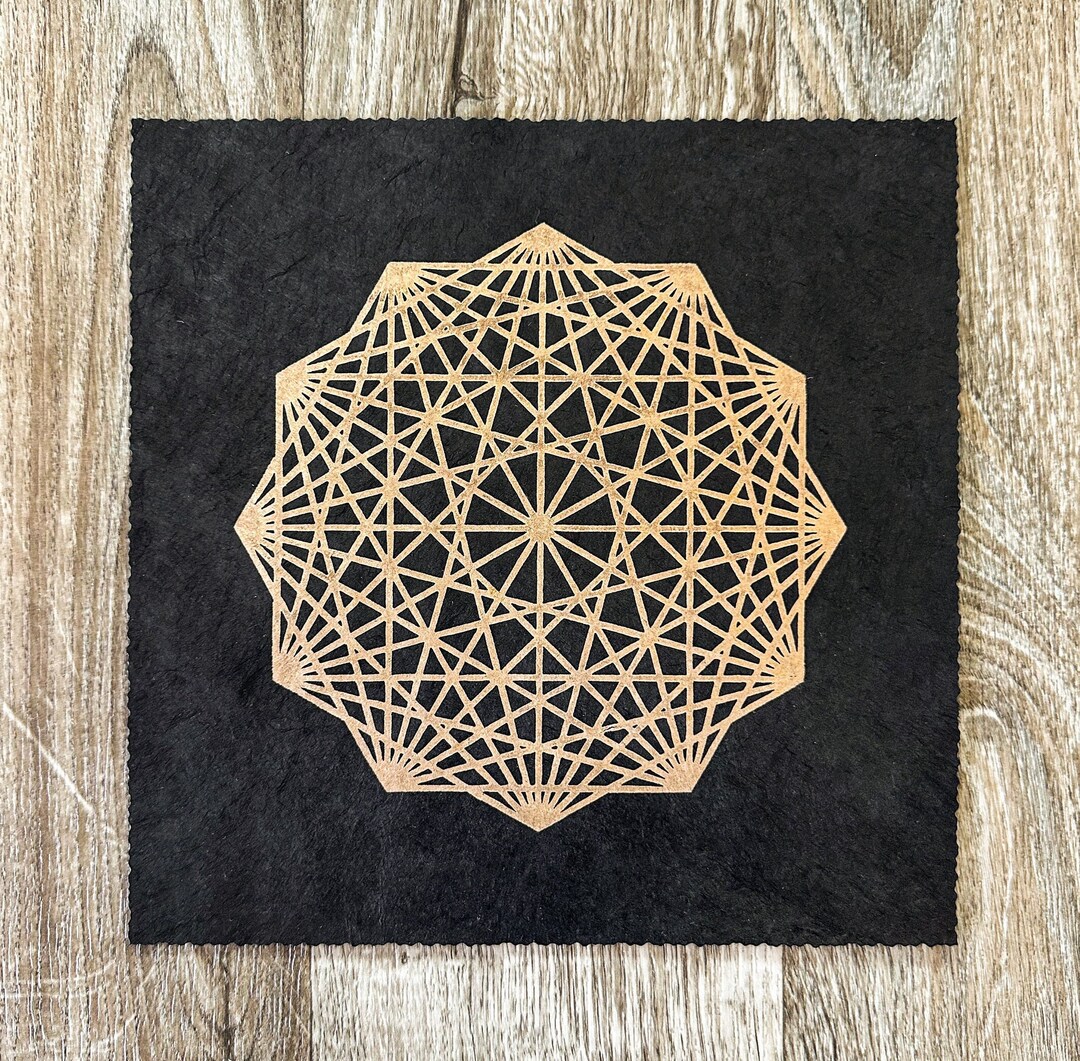 DODEKAGON 22 X 22 Cm Sacred Geometry Linocut Gold/black - Etsy
