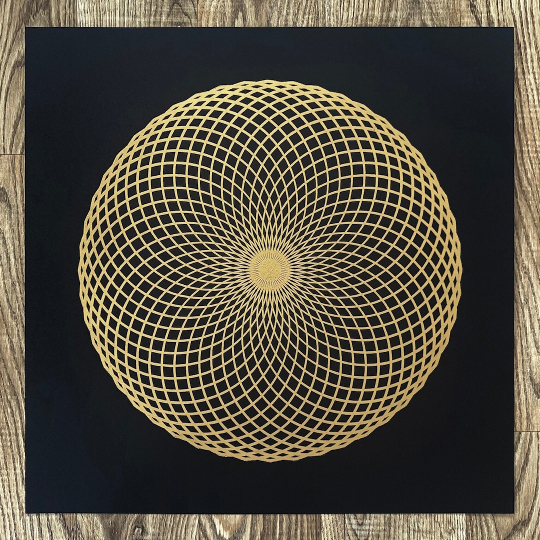 LOTUS OF LIFE 50 50 Cm Sacred Geometry Torus Linocut Gold/black - Etsy