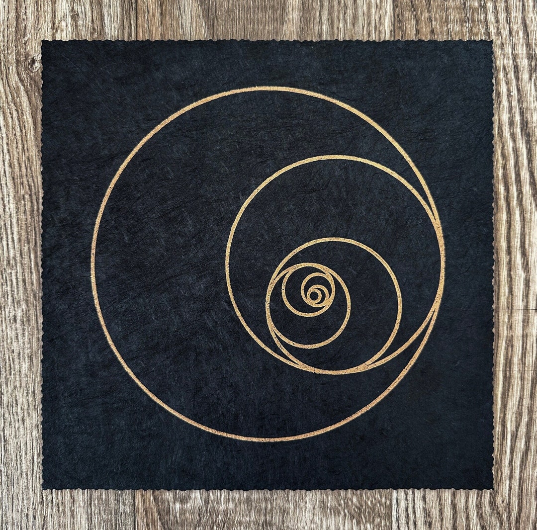 FIBONACCI CIRCLES Sacred Geometry Linocut Gold/black - Etsy