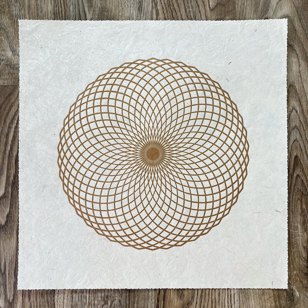 LOTUS OF LIFE 40 40 Cm Sacred Geometry Torus Linoprint Gold/hemp - Etsy