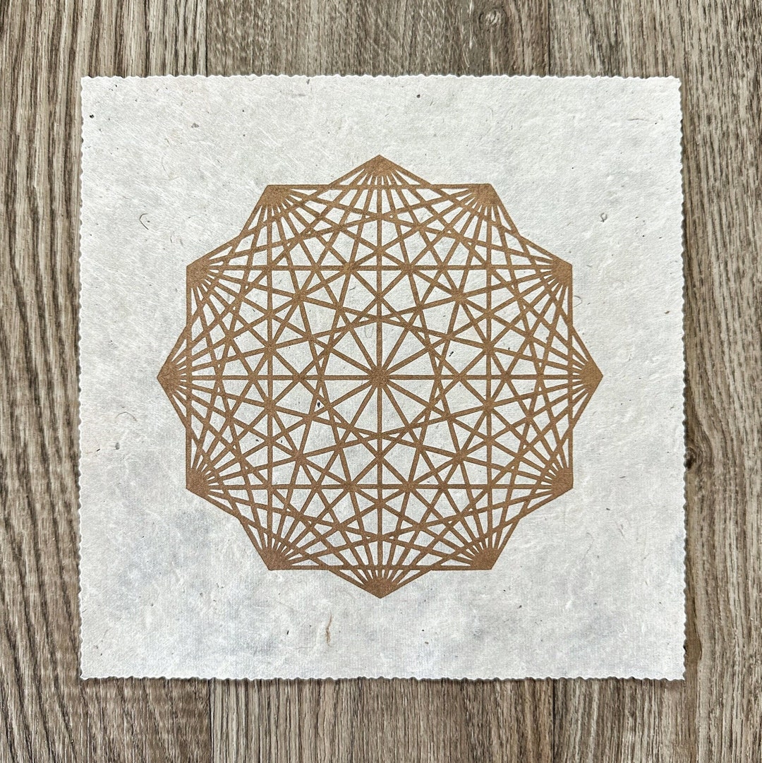 DODEKAGON 22 X 22 Cm Sacred Geometry Linocut Gold/natural - Etsy