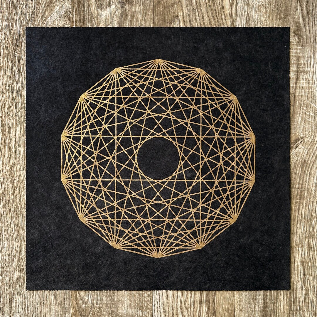 7-ORTHOPLEX HEPTACROSS – 40 × 40 Cm – Sacred Geometry Linocut – Gold ...