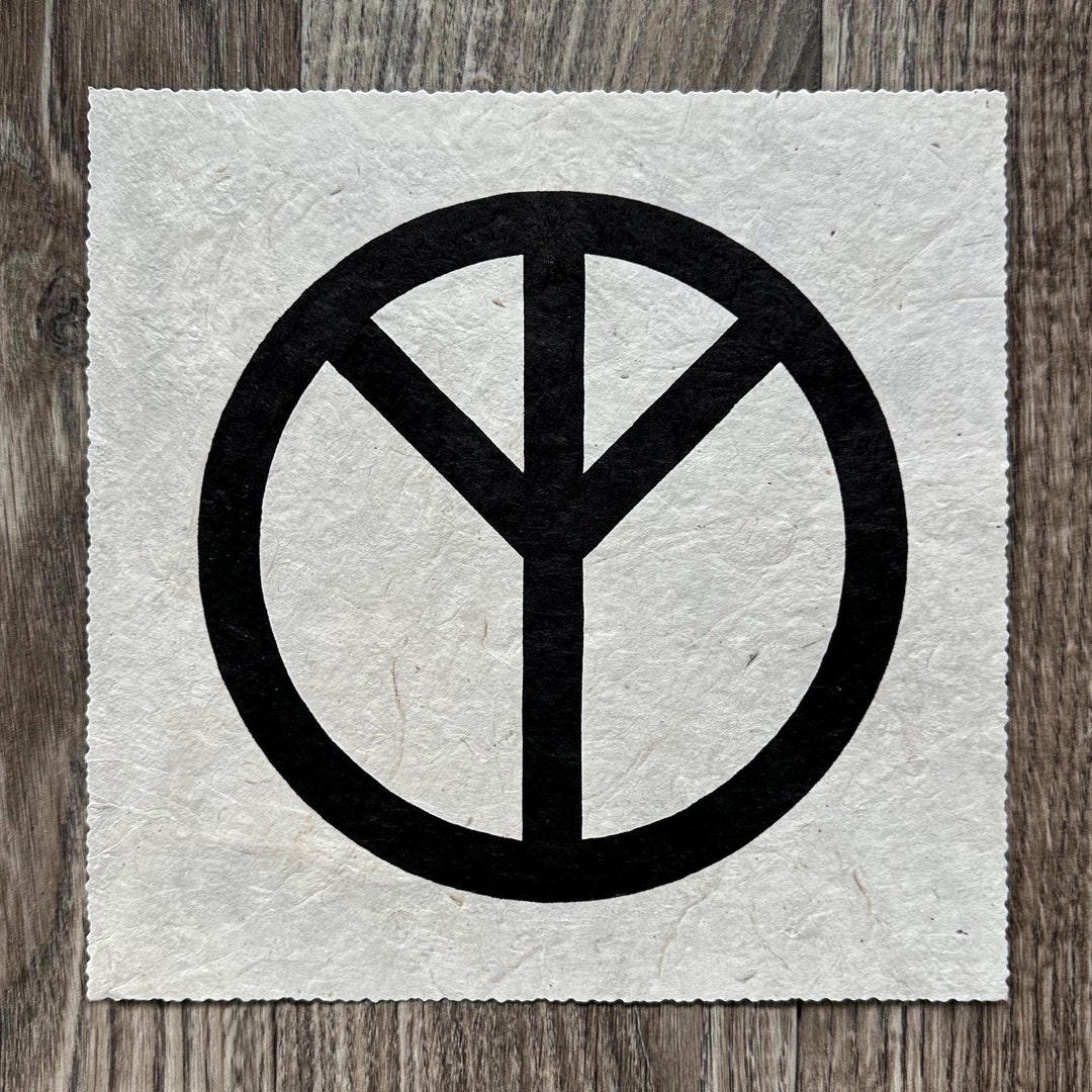 REAL PEACE SIGN 22 X 22 Cm Symbol Linocut Black/hemp Natural - Etsy