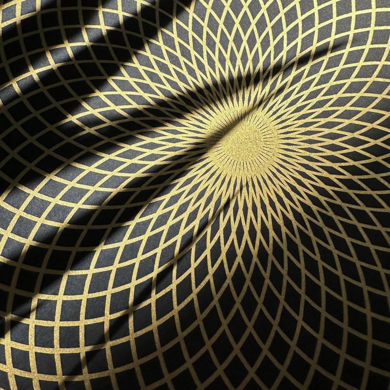LOTUS OF LIFE – 50 × 50 Cm – Sacred Geometry Torus Linocut Print – Gold ...