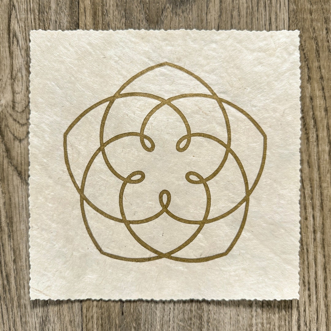 VENUS FLOWER 16 X 16 Cm Sacred Geometry Linocut Gold/white-natural - Etsy