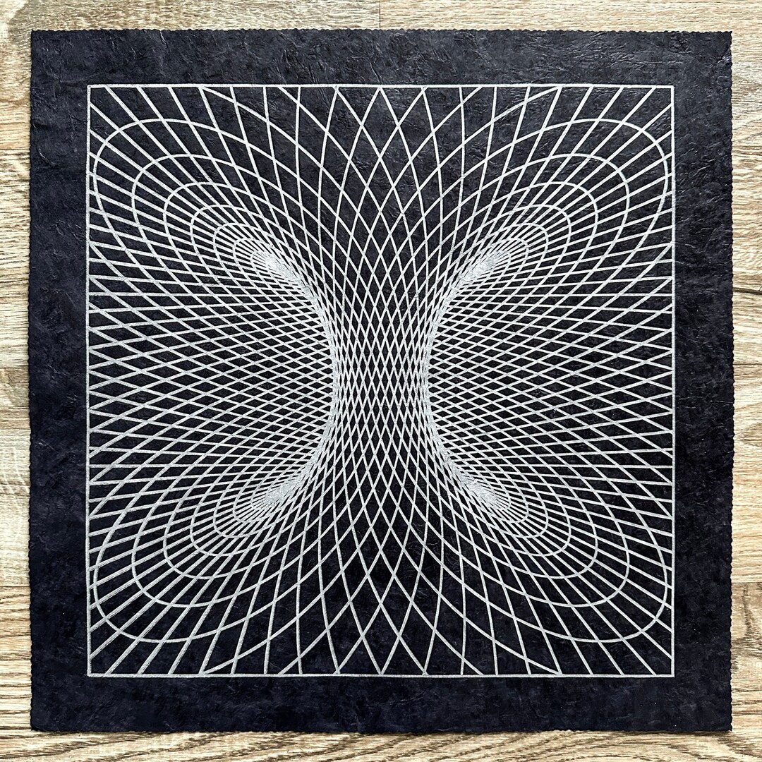 TORUS FIELD – 40 × 40 Cm – Sacred Geometry Linocut Print – Silver/black ...
