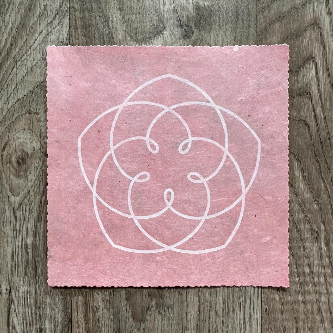 VENUS FLOWER – 16 X 16 Cm – Sacred Geometry Linocut Print – White on ...