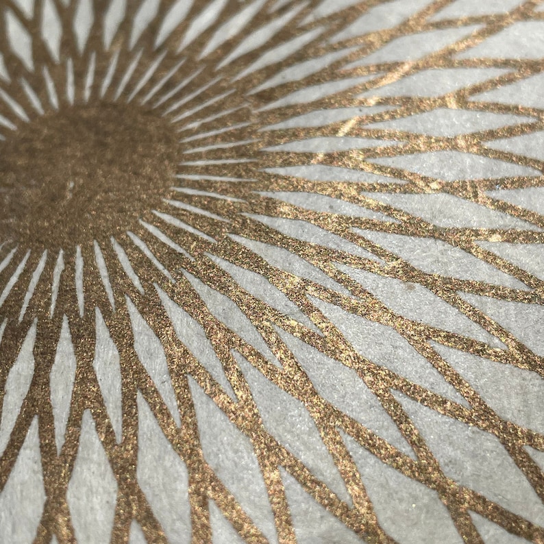 LOTUS OF LIFE – 40 × 40 Cm – Sacred Geometry Torus Linocut Print – Gold ...